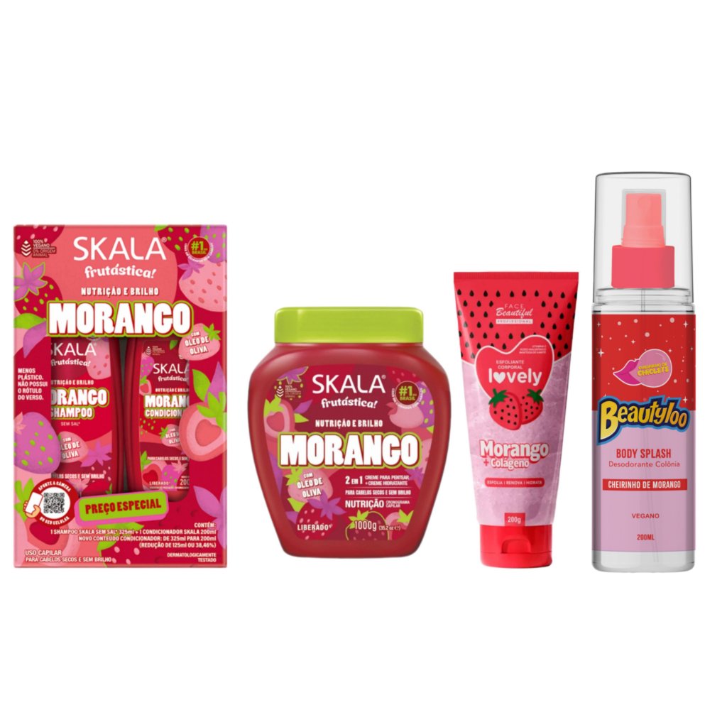 Kit Skala Morango Frutastica Nutrição Brilho Shampoo Cond Creme ...