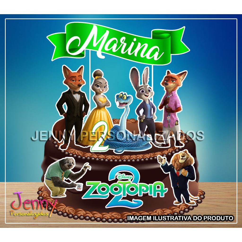 Topo Topper de Bolo Zootopia 2 Personalizado com nome e idade | Shopee ...