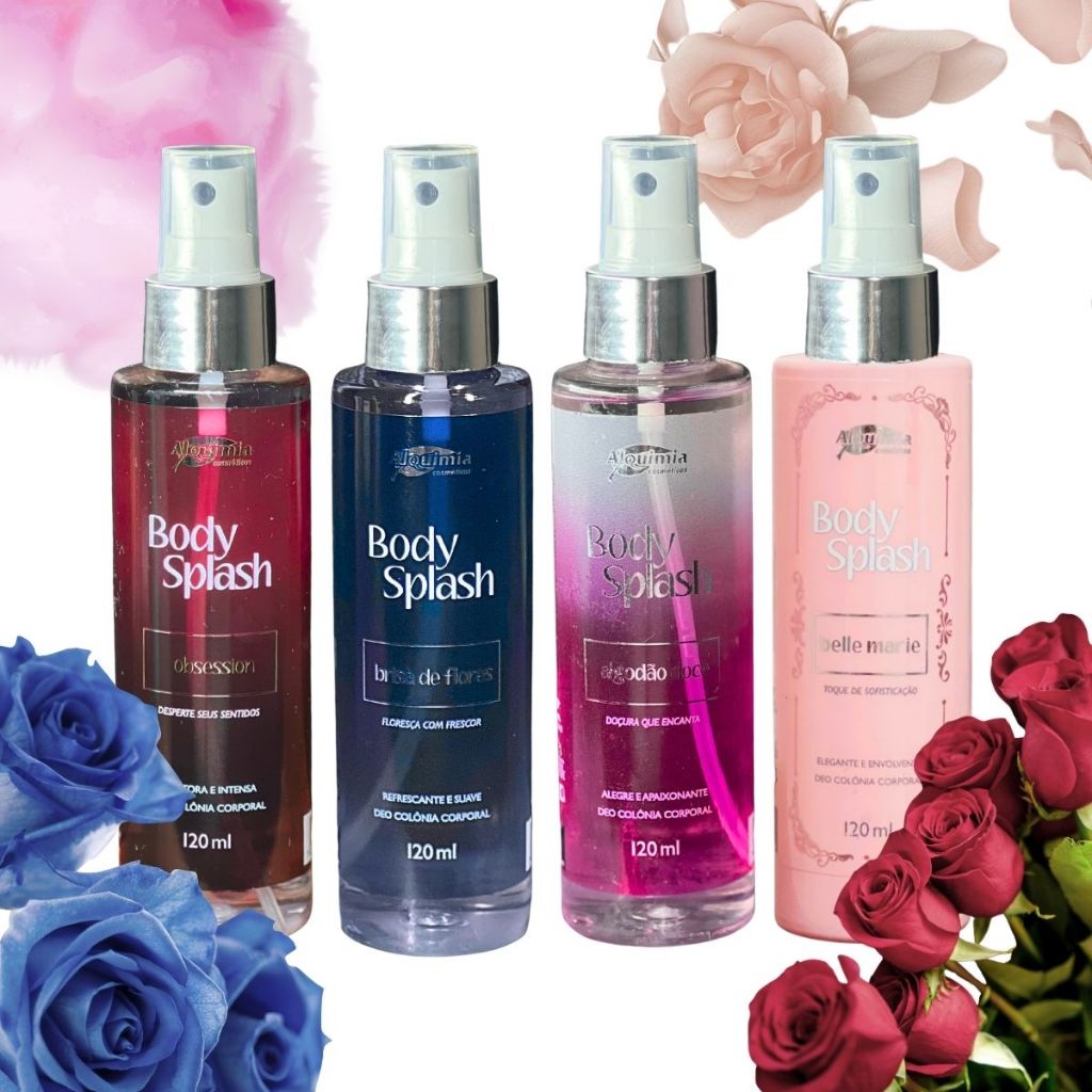 BODY SPLASH ALGODAO DOCE BRISA DE FLORES OBSESSION BELLE MARIE KIT ...
