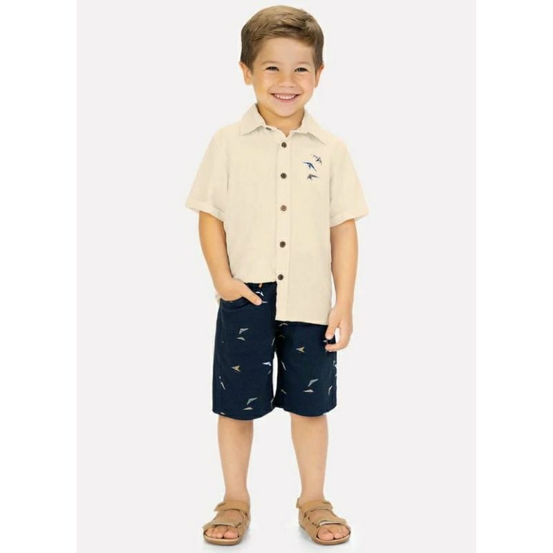 Conjunto infantil masculino bege - Milon | Shopee Brasil
