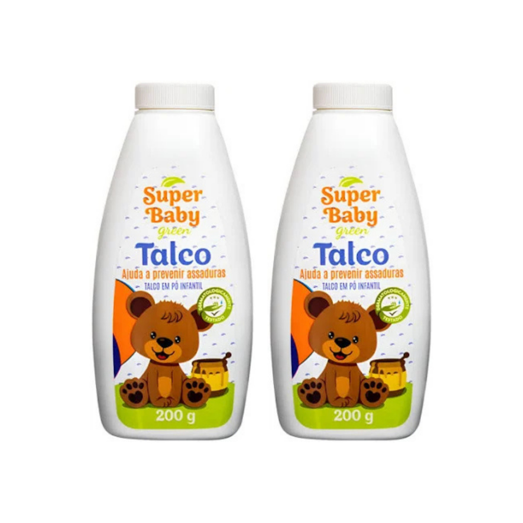 Kit 2 Super Baby Green talco ajuda prevenir assaduras 200g | Shopee Brasil
