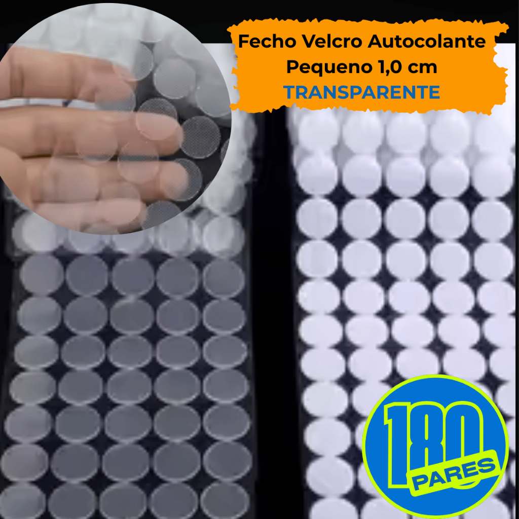 Adesivo Fecho Transparente Velcro Contato Carrapicho Redondo Bolinha ...