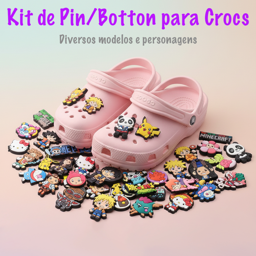 Kit Pin Botton Emborrachado Disney Pokemon Hello Kitty Capivara Potter ...