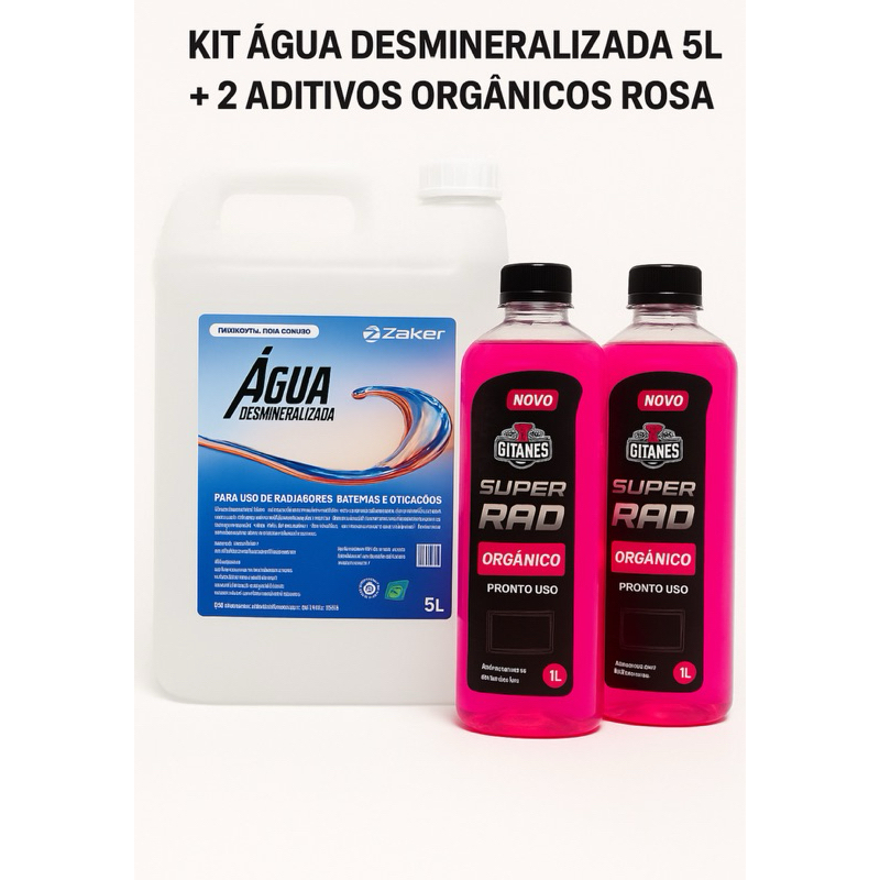 Kit Água Desmineralizada 5L zaker + 2 Aditivos Orgânicos Rosa Gitanes ...