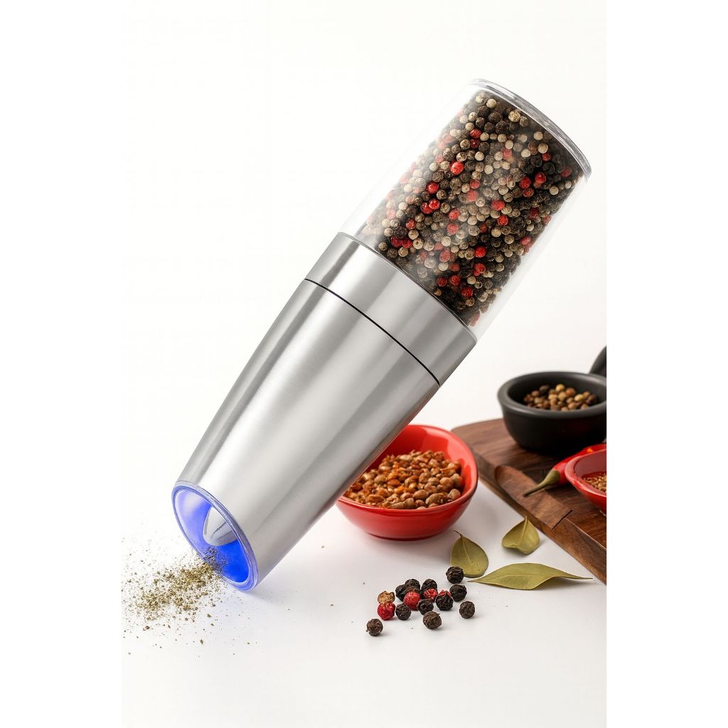 Moedor de Temperos Automático - Pimenta, Sal e condimentos - Inox - Com ...