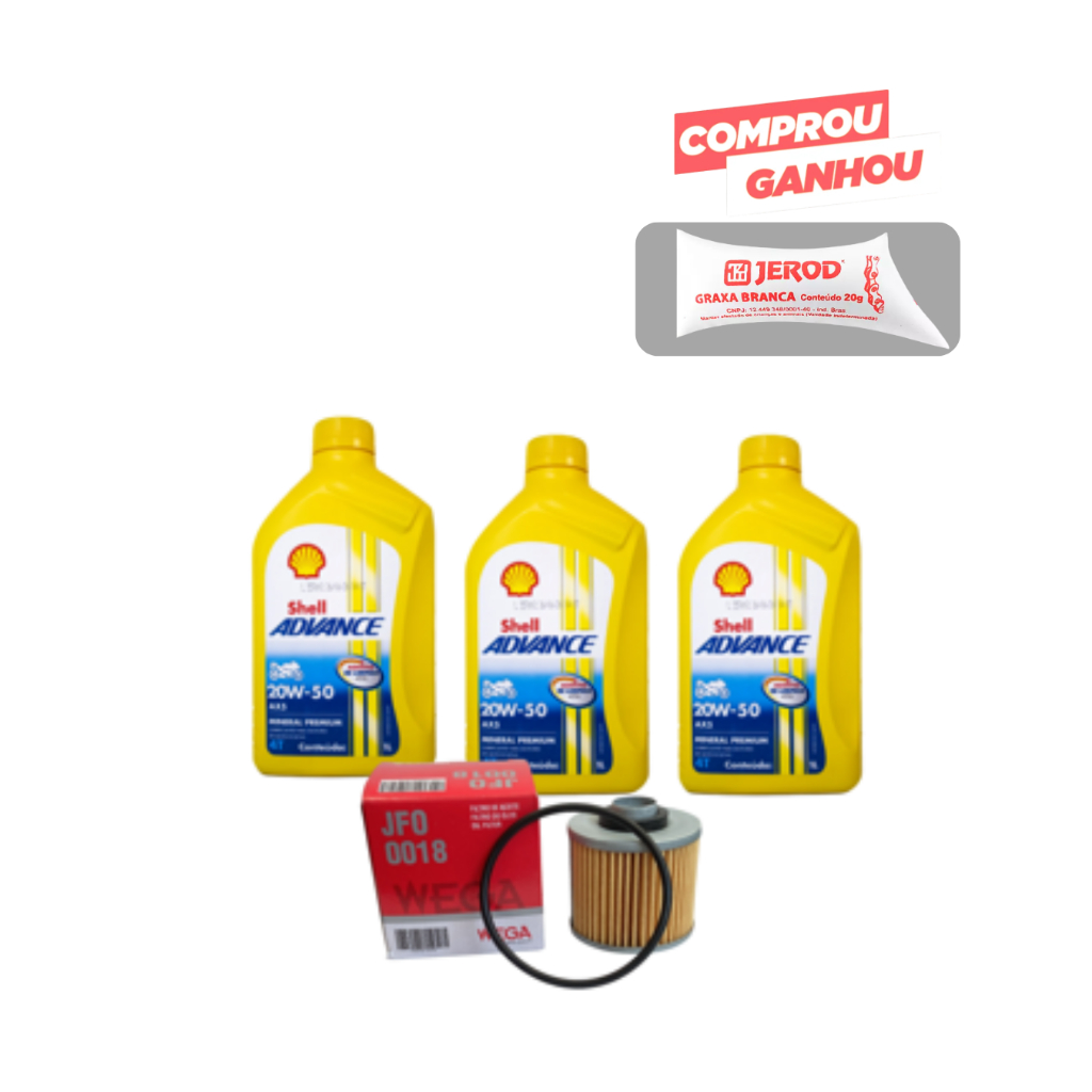 Kit Troca Oleo 3 Shell 20w50 C/filtro Xt 660 Tenere 660/750 | Shopee Brasil