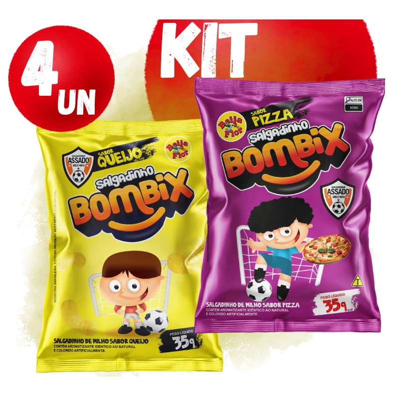 KIT Chips Bombix Sabor Queijo e Pizza 35g - Salgadinho de Milho Assado ...