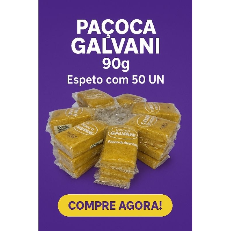 Espeto de Paçoca Galvani 90g (50 UN) | Shopee Brasil