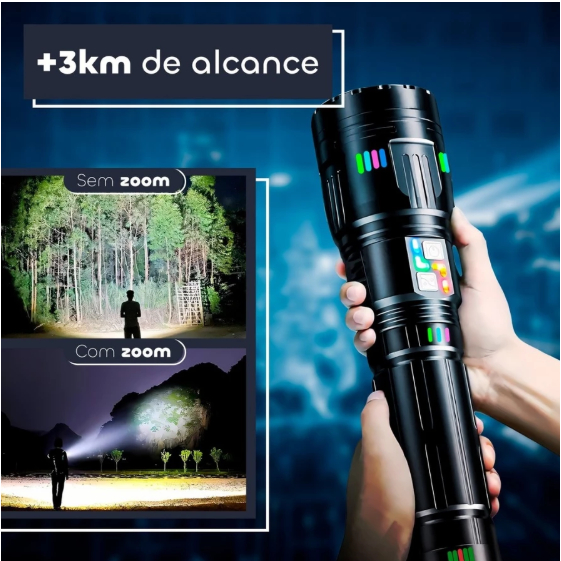 Lanterna Laser Led Recarregavel Canhão De Luz 3km Titanium Potente ...