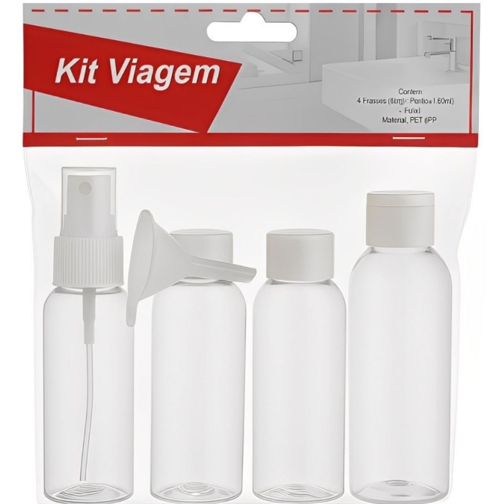 Kit Viagem Frasco Higiênico Spray Pote Funil 4 Peças | Shopee Brasil