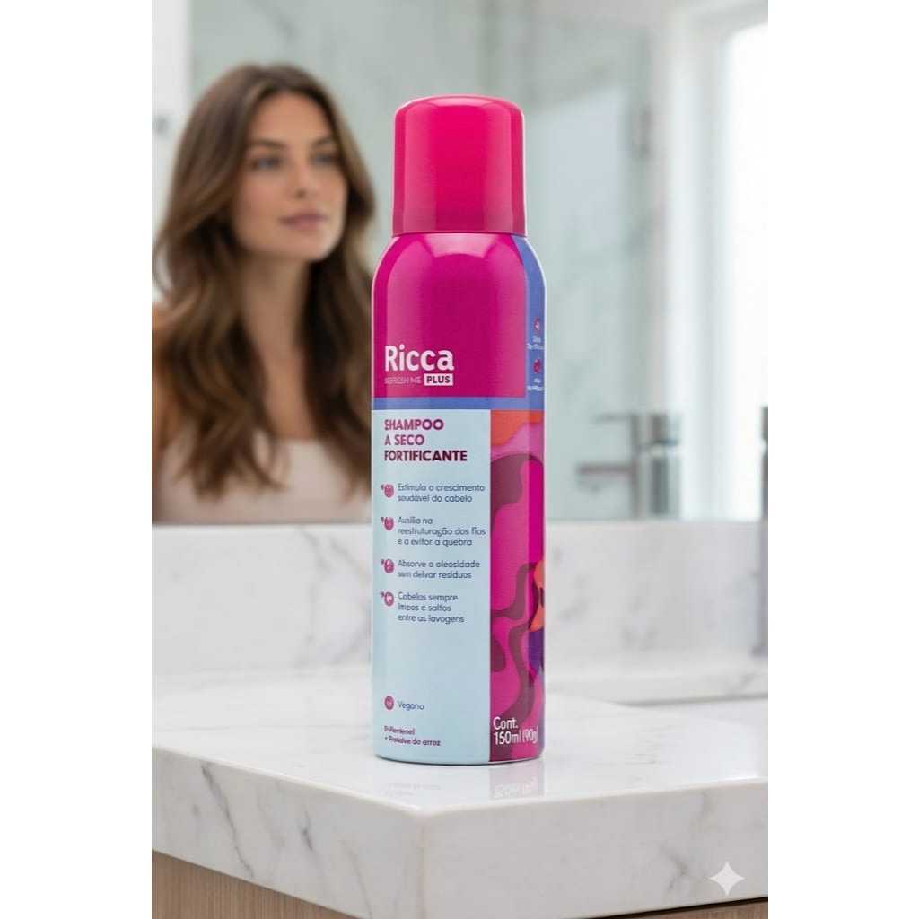 Shampoo a Seco Ricca Plus Fortificante – 150ml (90g) | Shopee Brasil