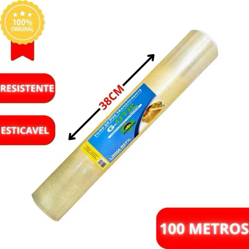 Rolo Bobina Pvc 38 Cm X 100 Metros Papel Filme Multiuso Resistente ...