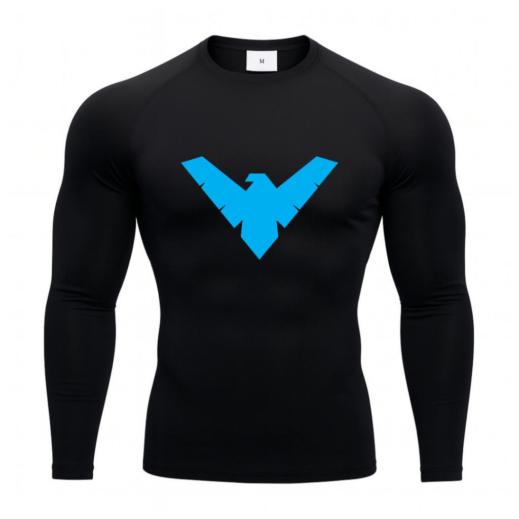 Camiseta Manga Longa Asa Noturna Rash Guard Justa Compressão Aranha ...