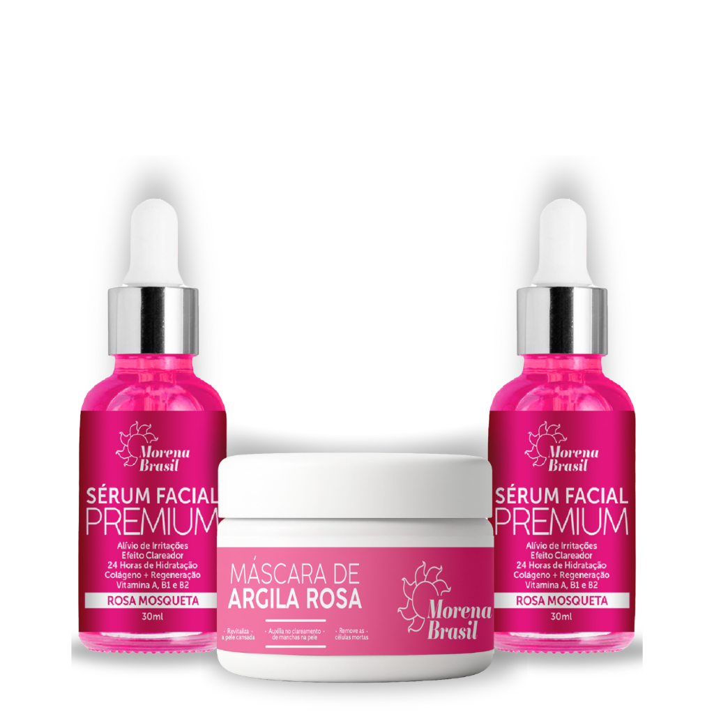 Kit Skin Care Completo | Máscara Argila Rosa + 2 Sérum Facial 🌹 Rosa ...