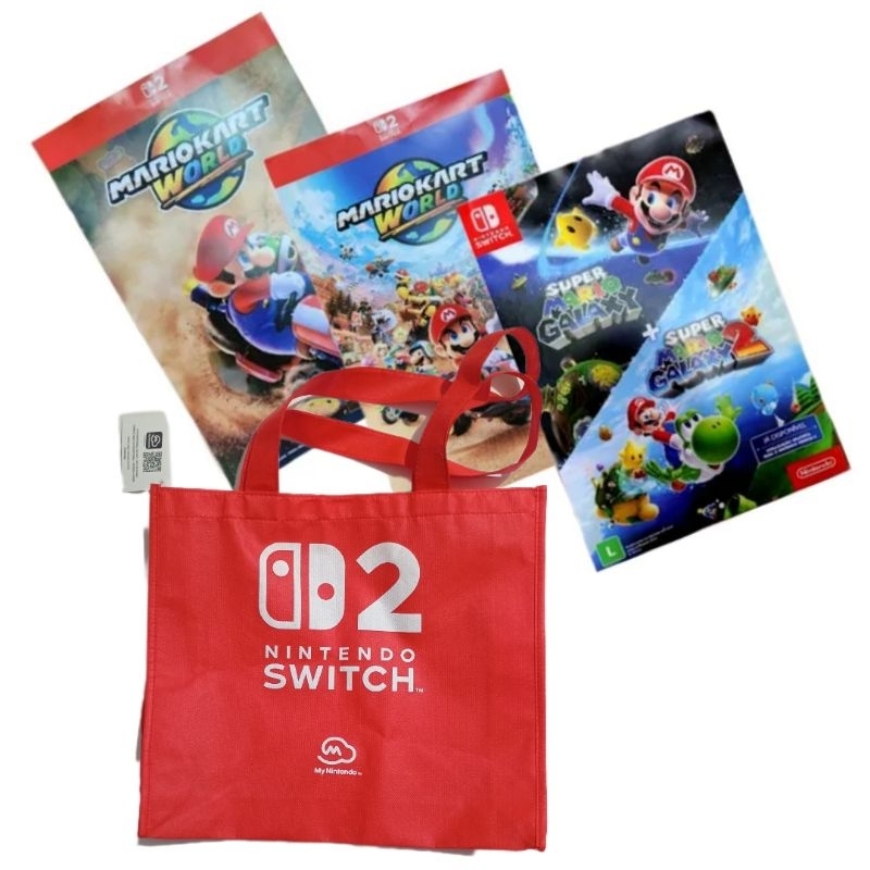 kit ecobag poster adesivo nintendo ccxp bgs nerd geek super mario kart ...