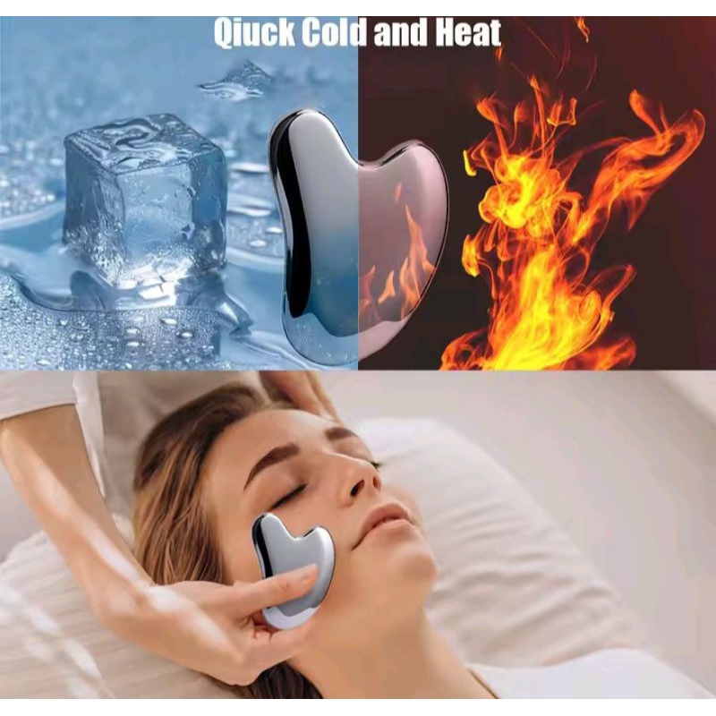 Placa Gua Sha de Aço Inox para Massagem Facial e Corporal | Shopee Brasil