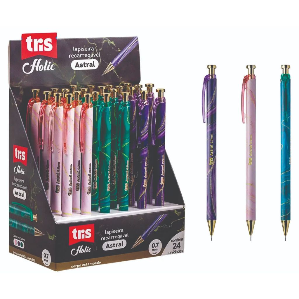 Lapiseira Astral Holic Mineral - 0.7mm kit com 03 unidades Tris ...