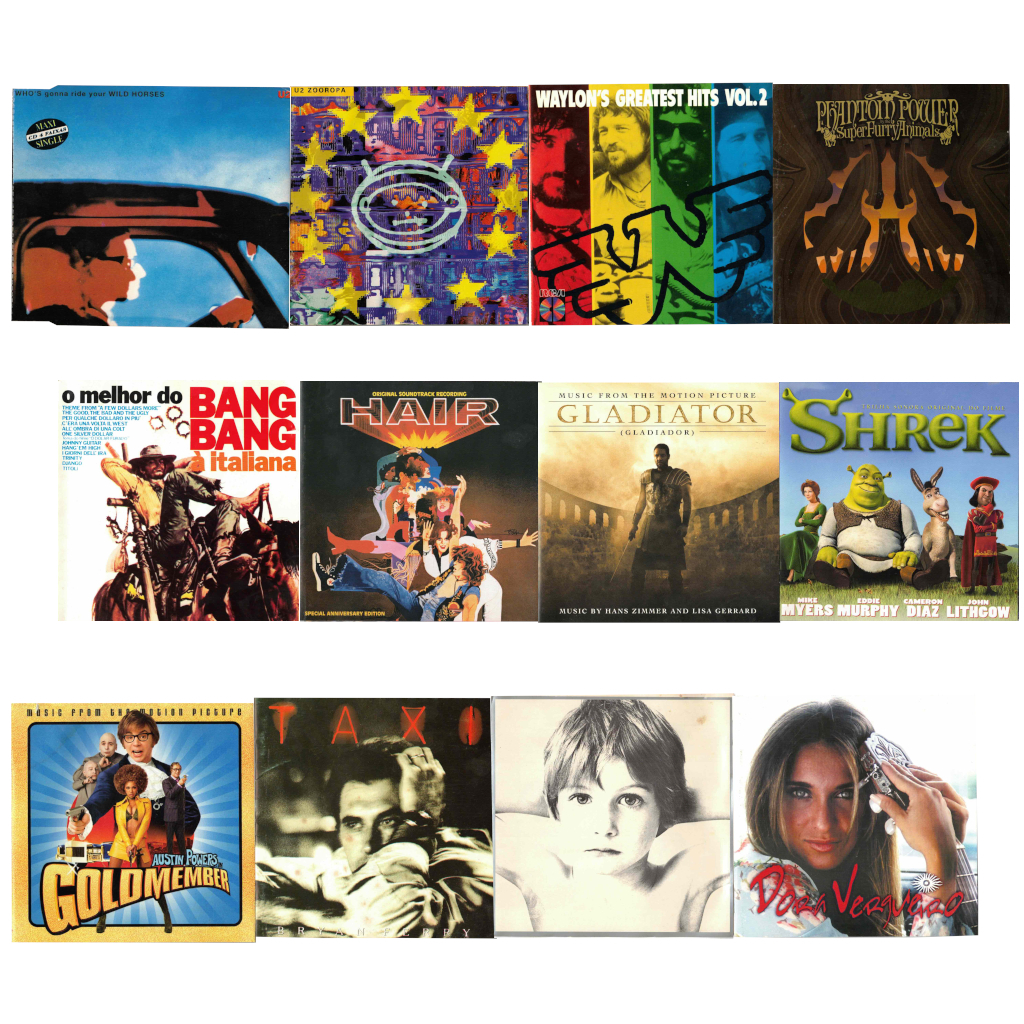 Lote de 12 CDs - U2, Waylon Jennings, Super Furry Animals, Shrek, Hair ...