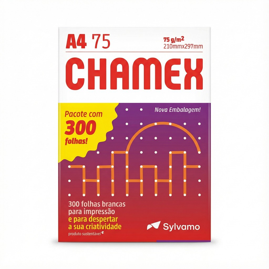 PAPEL A4 CHAMEX BRANCO 300 FOLHAS 210X297mm 75g ESCRITORIO OFFICE ...