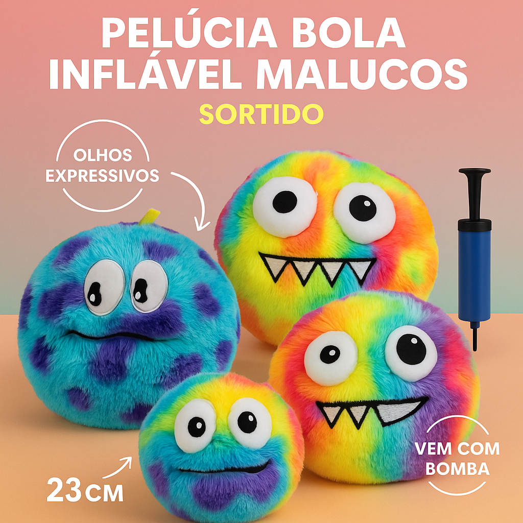 Pelúcia Bola Inflável Malucos 23cm com Bomba Funn Ball Brinquedo ...