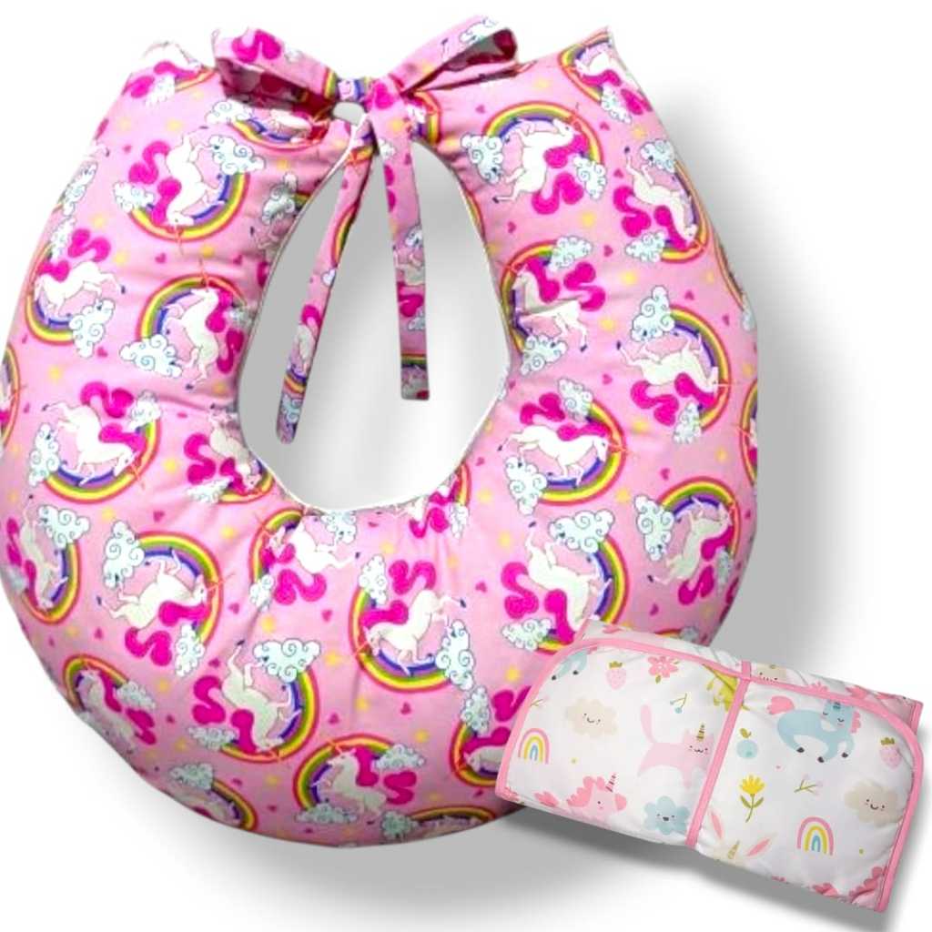 Kit Almofada Amamentar com Trocador Portátil Tecido Misto Práticos e ...