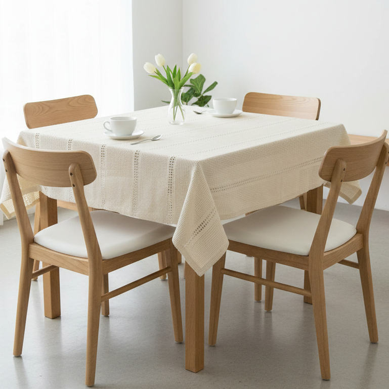 Toalha de Mesa 100% Algodão Cru Renda Vazada Boho Retangular Decoração ...