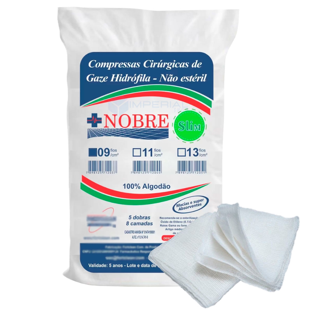 Compressa de Gaze Hidrófila 9 Fios Nobre 180g – Hospitalar | Shopee Brasil