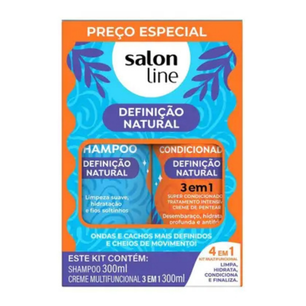 Kit Salon Line Definição Shampoo 300ml+Creme Multifuncional 3 em 1 ...