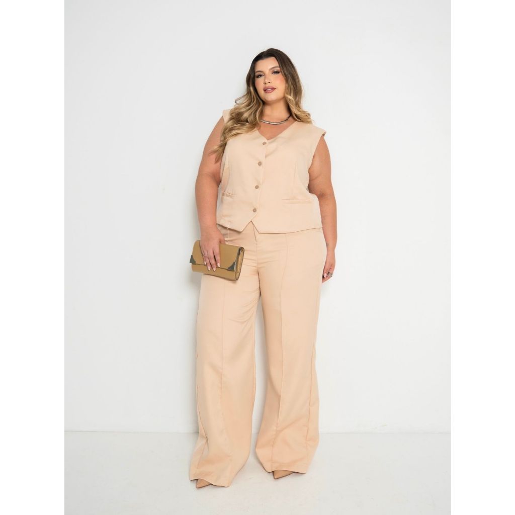Colete Feminino Alfaiataria Conjunto com Calça Social Longa | Shopee Brasil