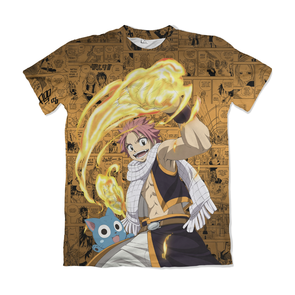 Camiseta Mangá Natsu e Happy Flames Anime Fairy Tail | Shopee Brasil