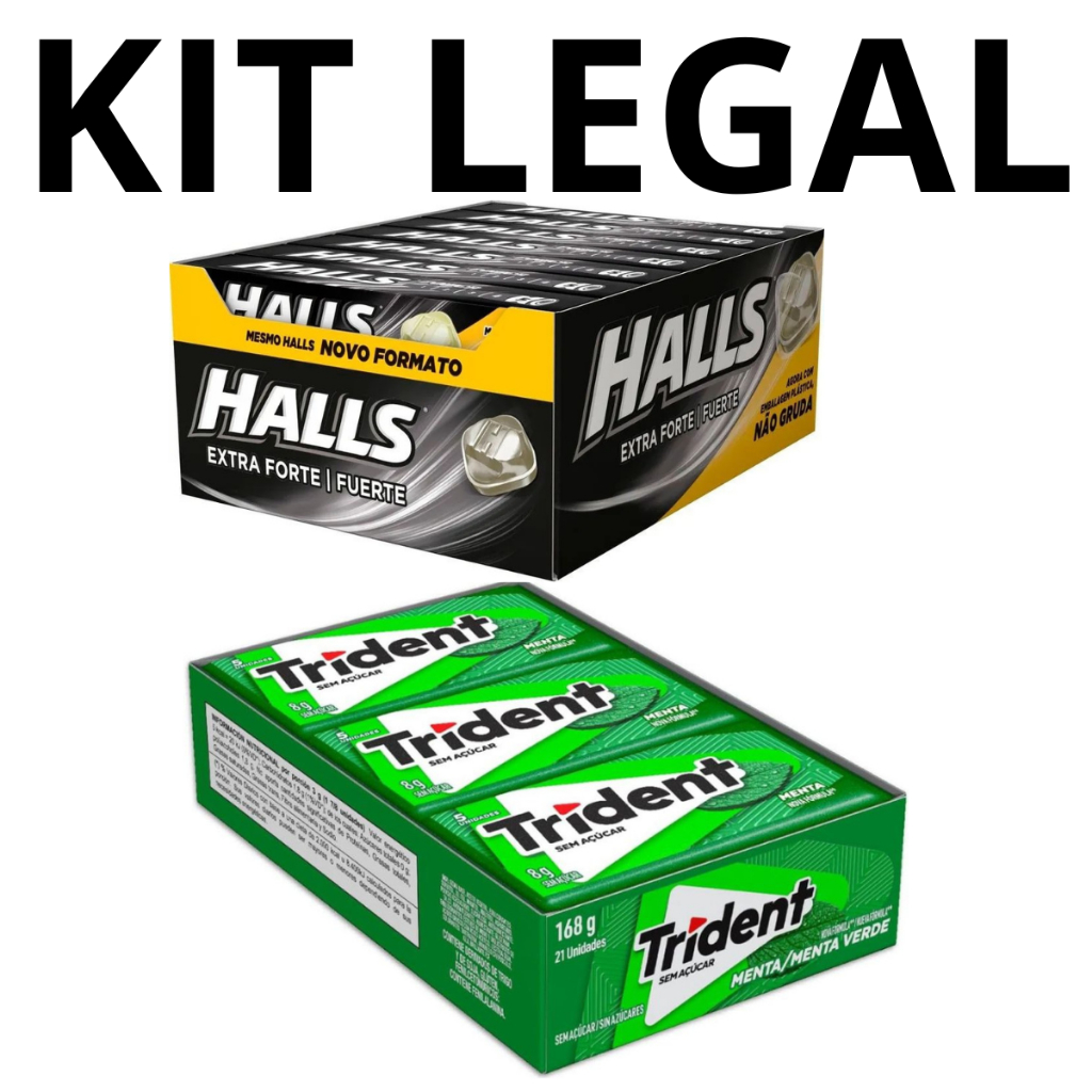 Kit Pascoa Halls Extra Forte + Trident Menta Verde Com 1 Display de ...