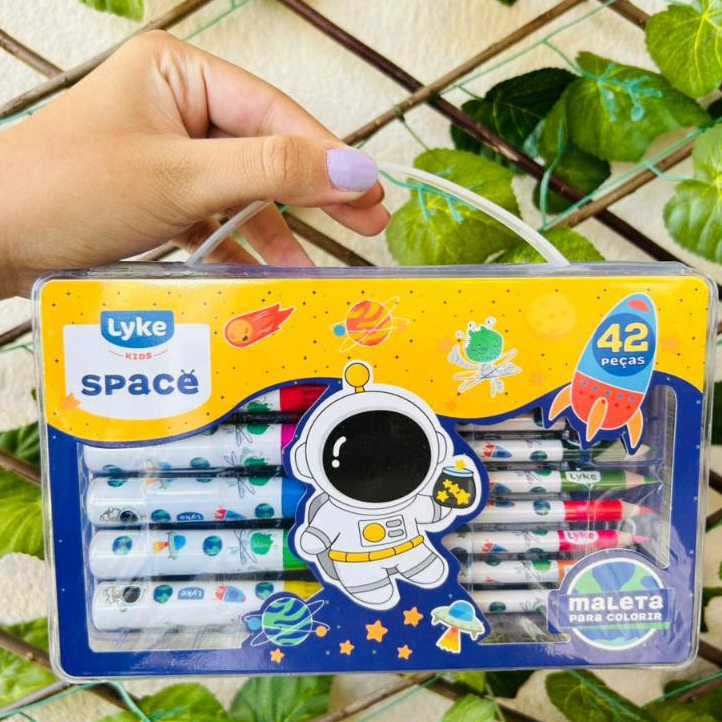 Maleta Infantil para Colorir Astronauta 42 Peças Papelaria Fofa ...