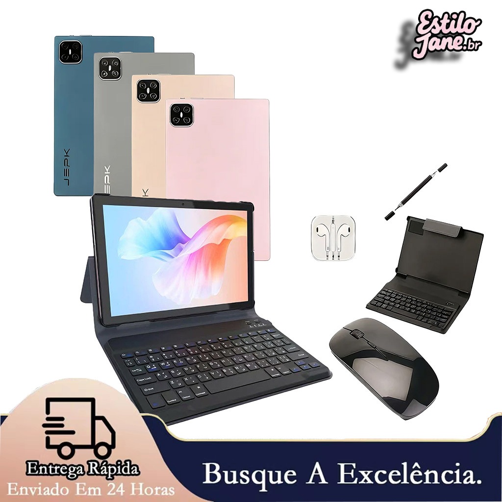 Tablet 10.1” com Teclado+Mouse 6GB RAM 256GB Android 13 Câmera 5MP+8MP ...