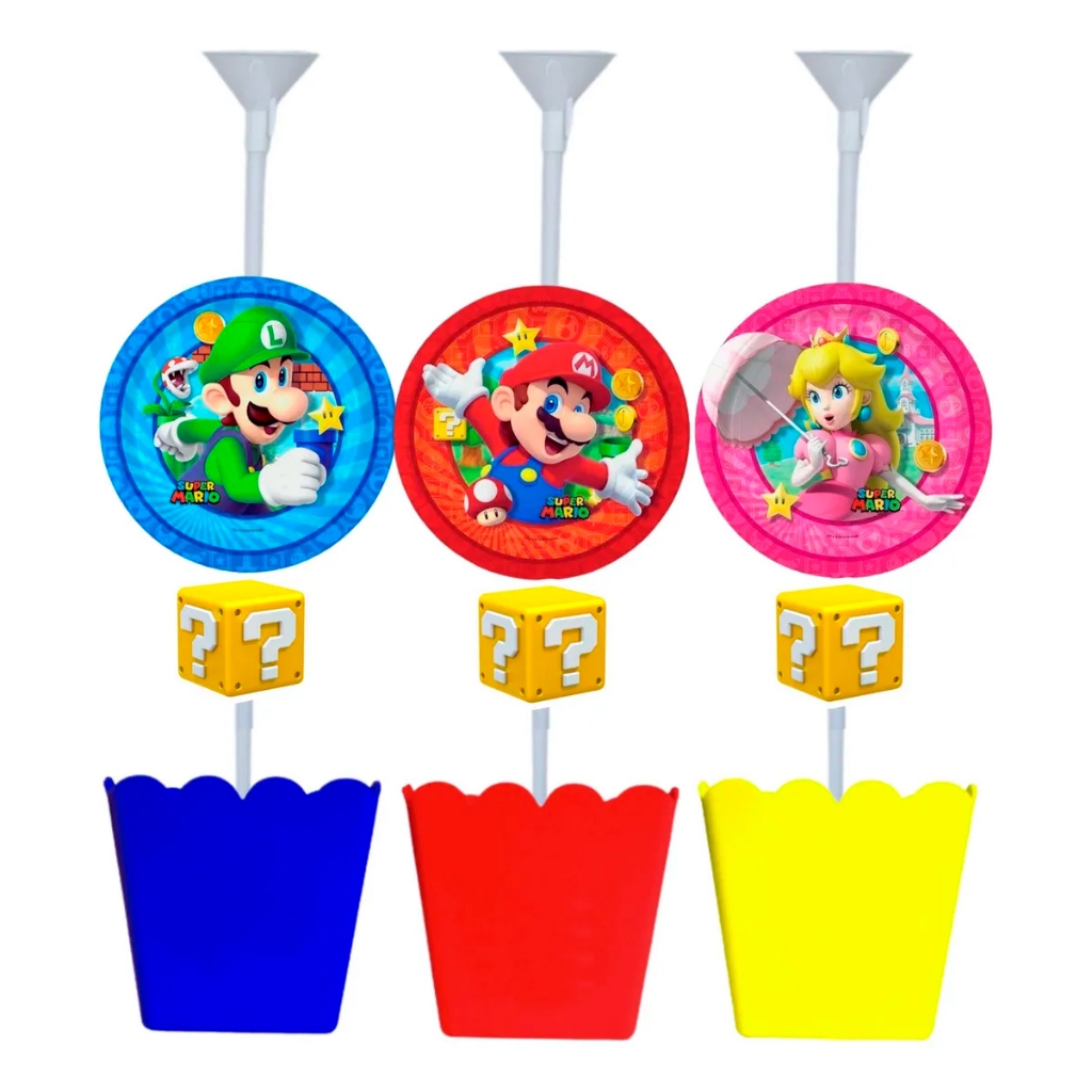 Kit 5 Centro De Mesa Super Mario Bros Luigi E Princesa | Shopee Brasil