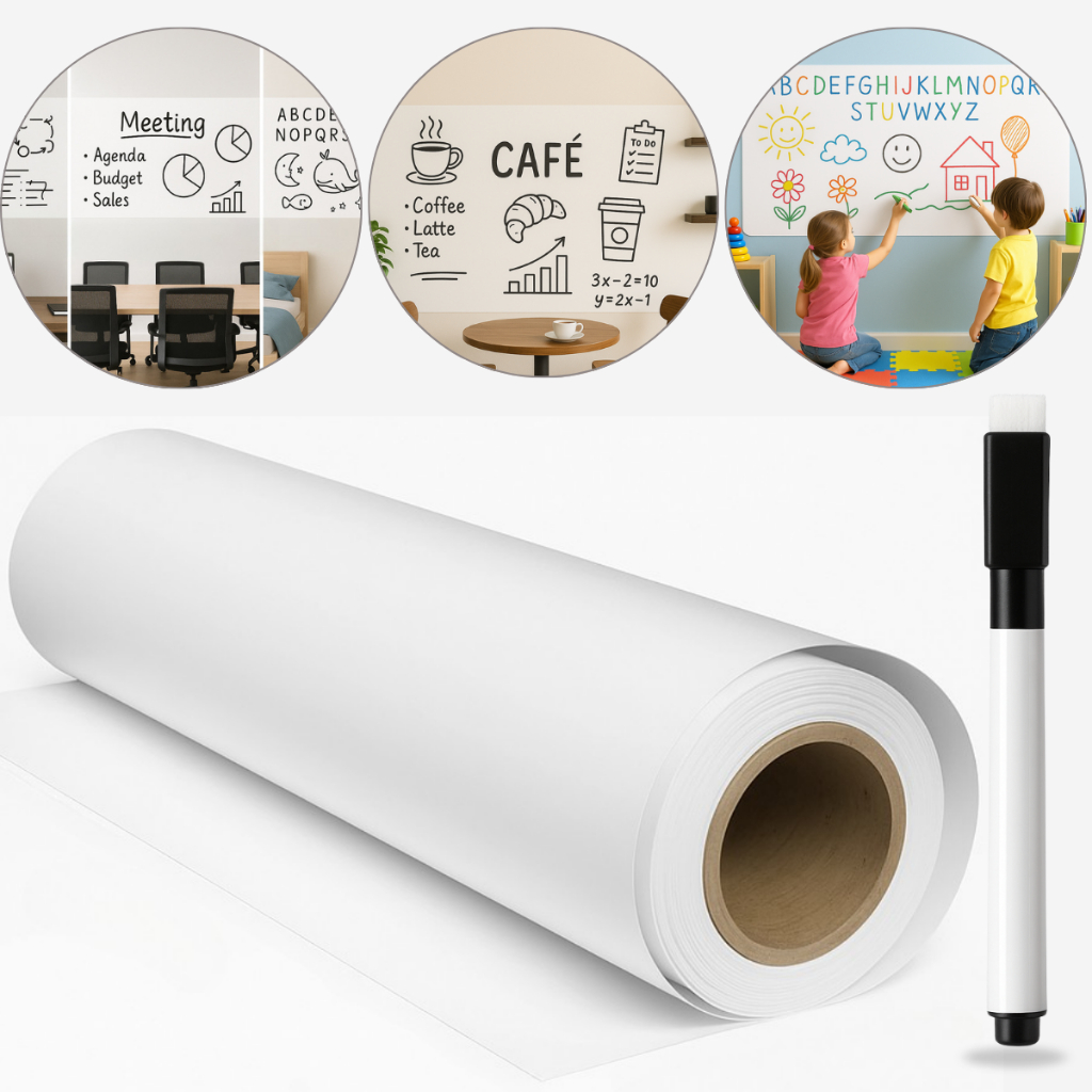 Lousa Branca Quadro Branco Adesivo Com Pincel Giz Papel de Parede Para ...