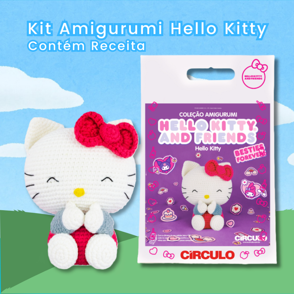 Kit Amigurumi Hello Kitty e Friends Oficial Círculo + Fio Soft + Receita/Video Aula | Shopee Brasil