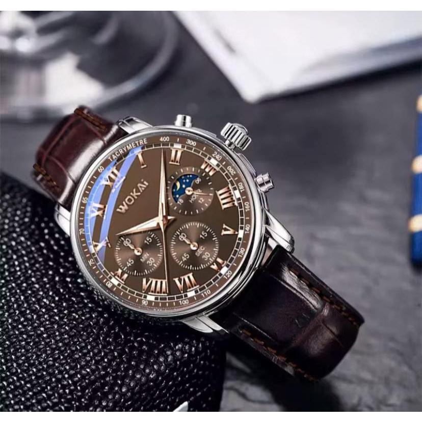 Relogio Wokai Unissex Pulseira Em Couro Legitimo Para Sair | Shopee Brasil