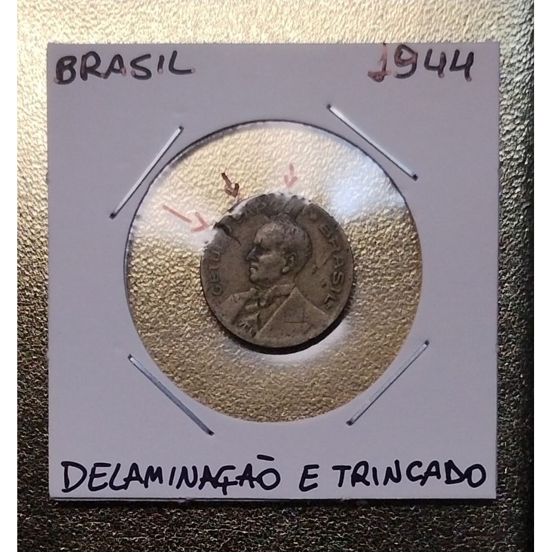 Moeda única de 10 centavos , 1944 , com defeito de delaminação e um ...