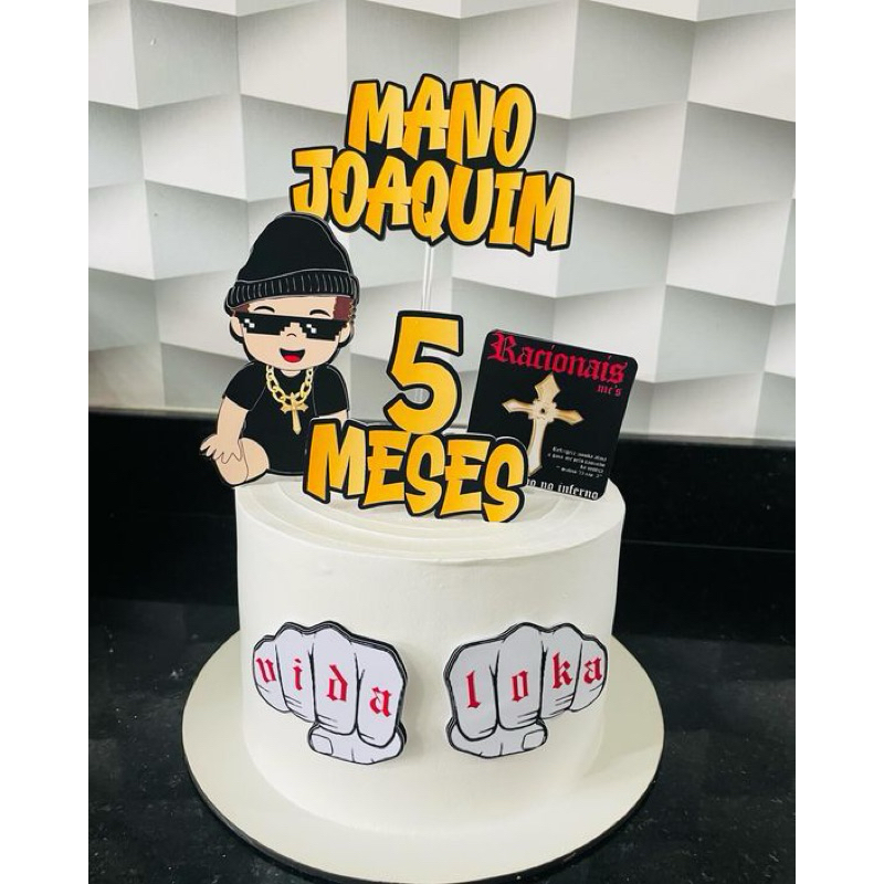 topo de bolo personalizado mesversario racionais aniversário mano brown ...