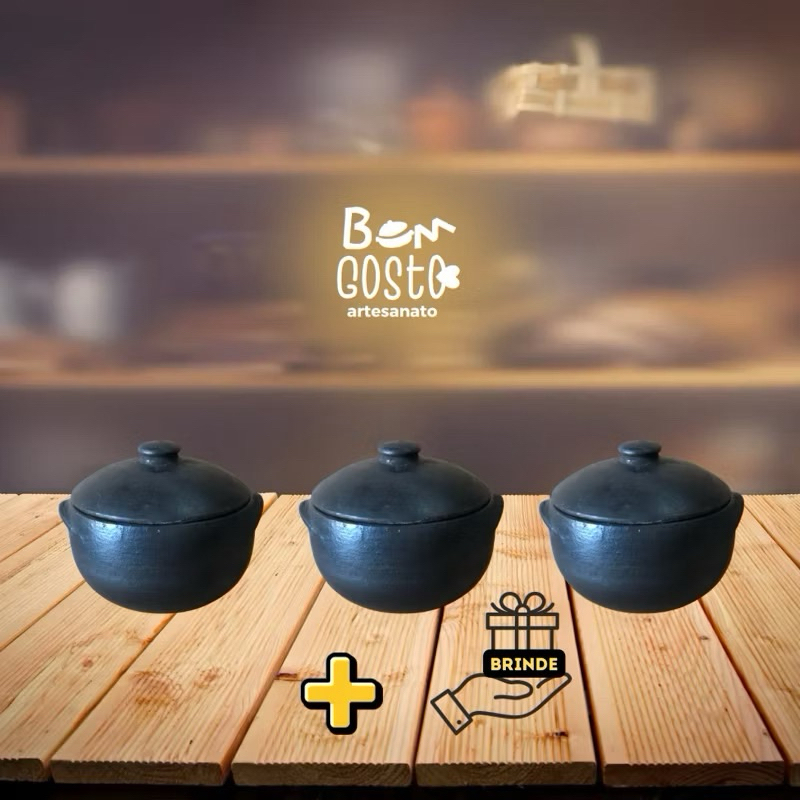 Kit 3 Panelas de Barro 1,5 Litros. Já Estão Curadas, Prontas pra Uso ...