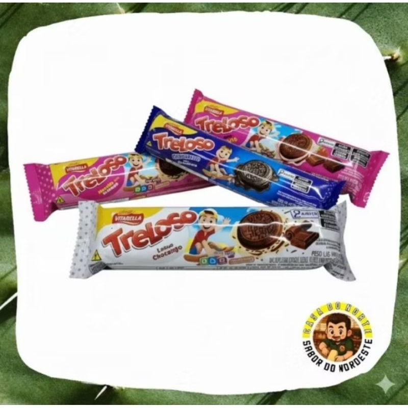 Biscoito Recheado Treloso Sabor Flocos 120G | Shopee Brasil