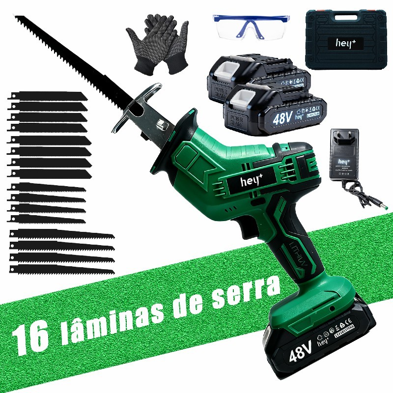 Serra elétrica sem fio Heyplus 48V Dual-Power 1500W com 16 lâminas ...