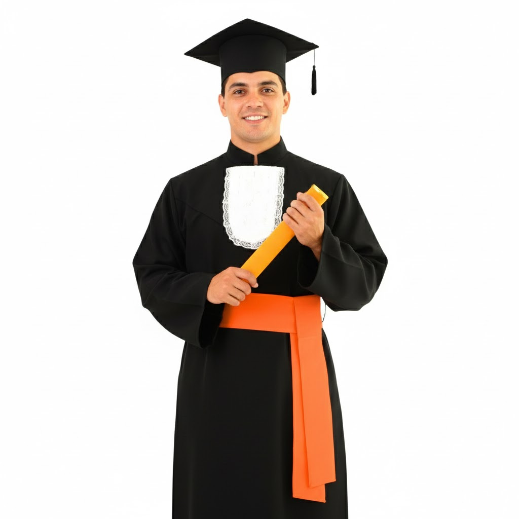 Traje Formatura: Beca, Capelo, Jabo, Faixa e Canudo de Graduação ...