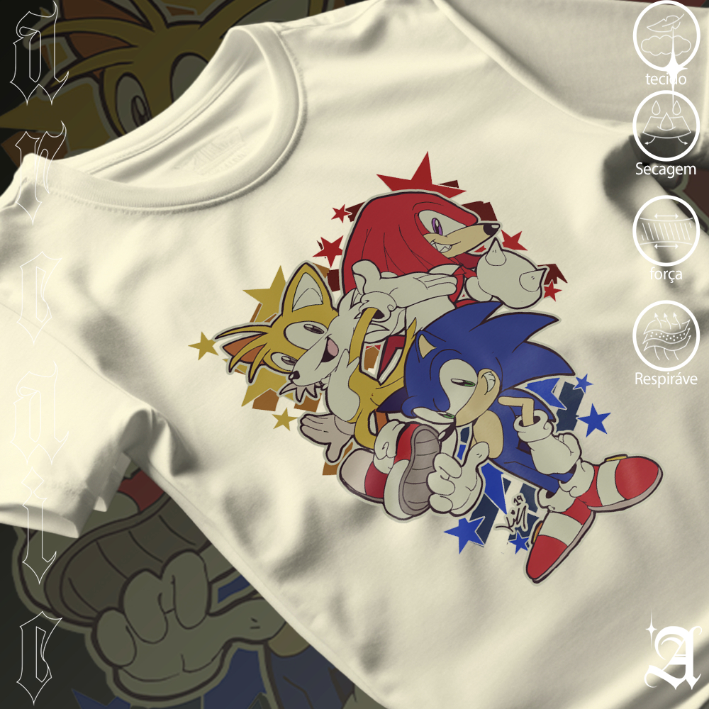 Camiseta Basica E Oversized Algodao Sonic Tails Knukcles The Hedgehog ...