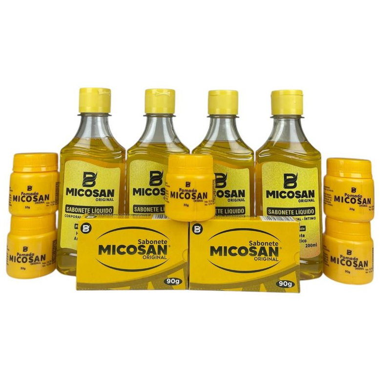 Pomada Micosan Clareadora Kit com 5 Pomadas, 4 Sabonetes Líquidos e 2 ...