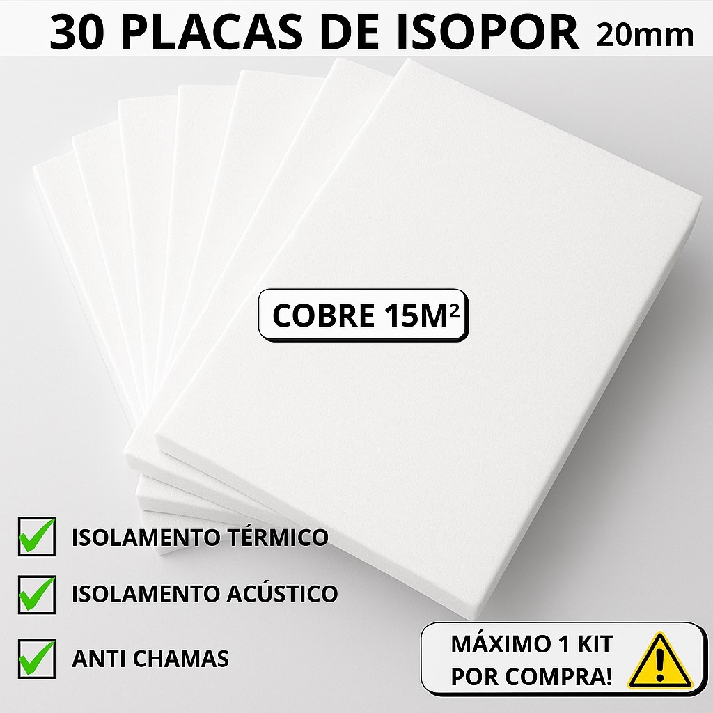 30 PLACAS DE ISOPOR EPS DE 20MM ANTI-CHAMAS, ISOLAMENTO TÉRMICO E ...