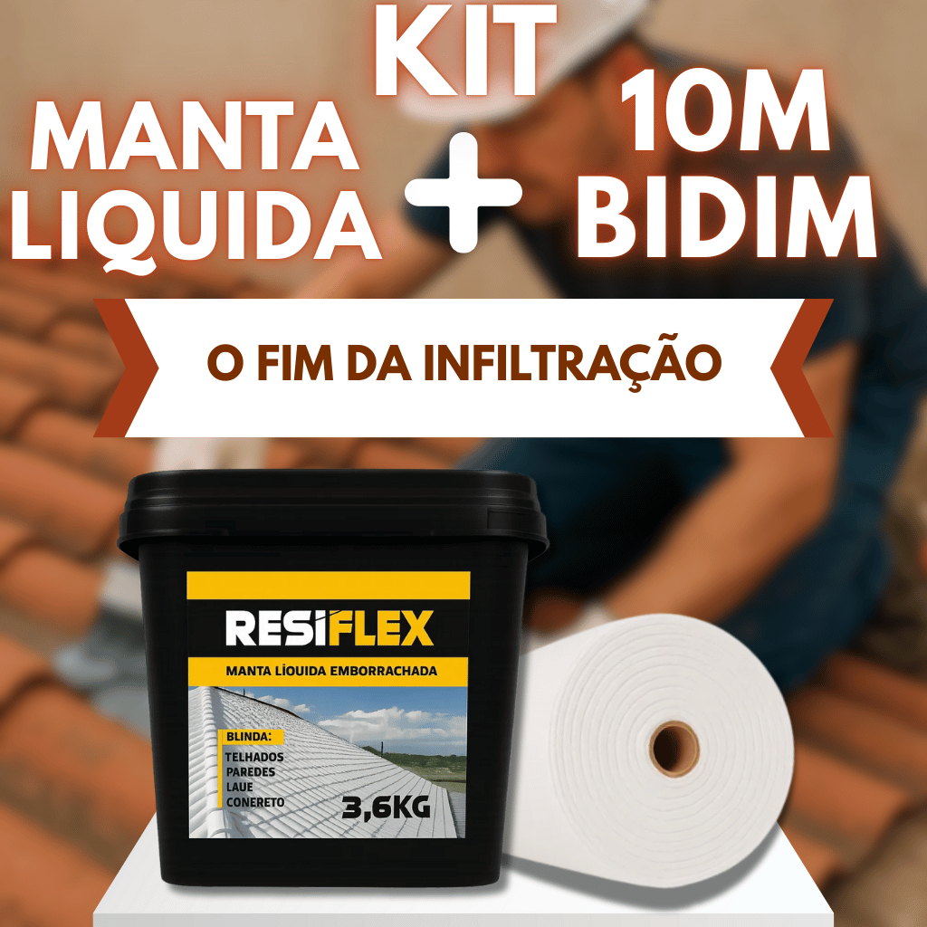 Kit Resiflex 3,6kg + Bidim 10m²: impermeabilização completa para lajes ...