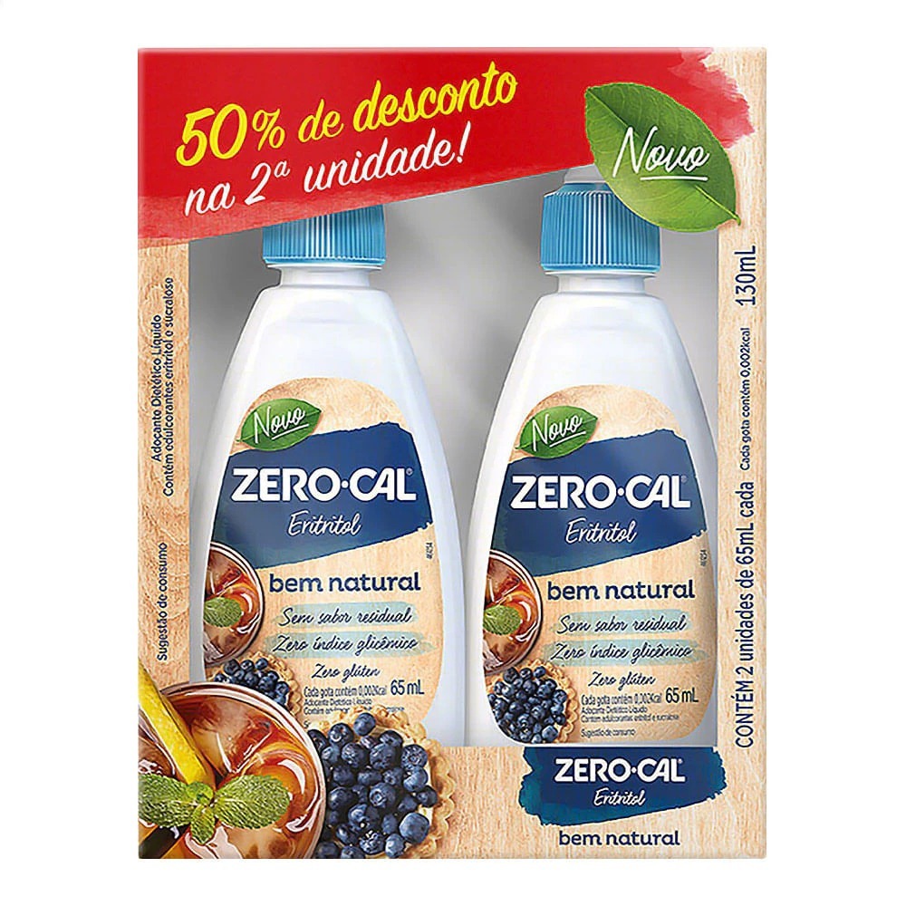 Adoçante Zero-Cal Eritritol 65ml 2 Unidades | Shopee Brasil