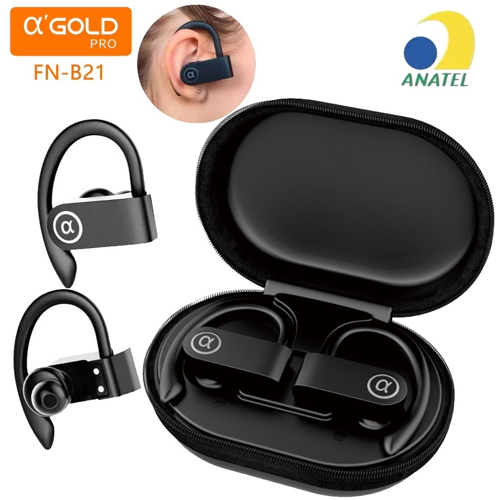 Fone Bluetooth Esportivo 5.3 com Gancho de Orelha IPX5 – Sem Fio ...