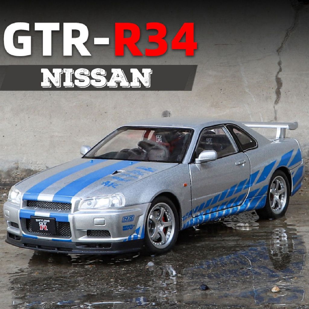 Miniatura Nissan Skyline GTR R34 1:24 Velozes E Furiosos Brian Réplica ...